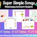 Super Simple Songs Activity Sheets Printable Pdfs 3 Sizes - Etsy