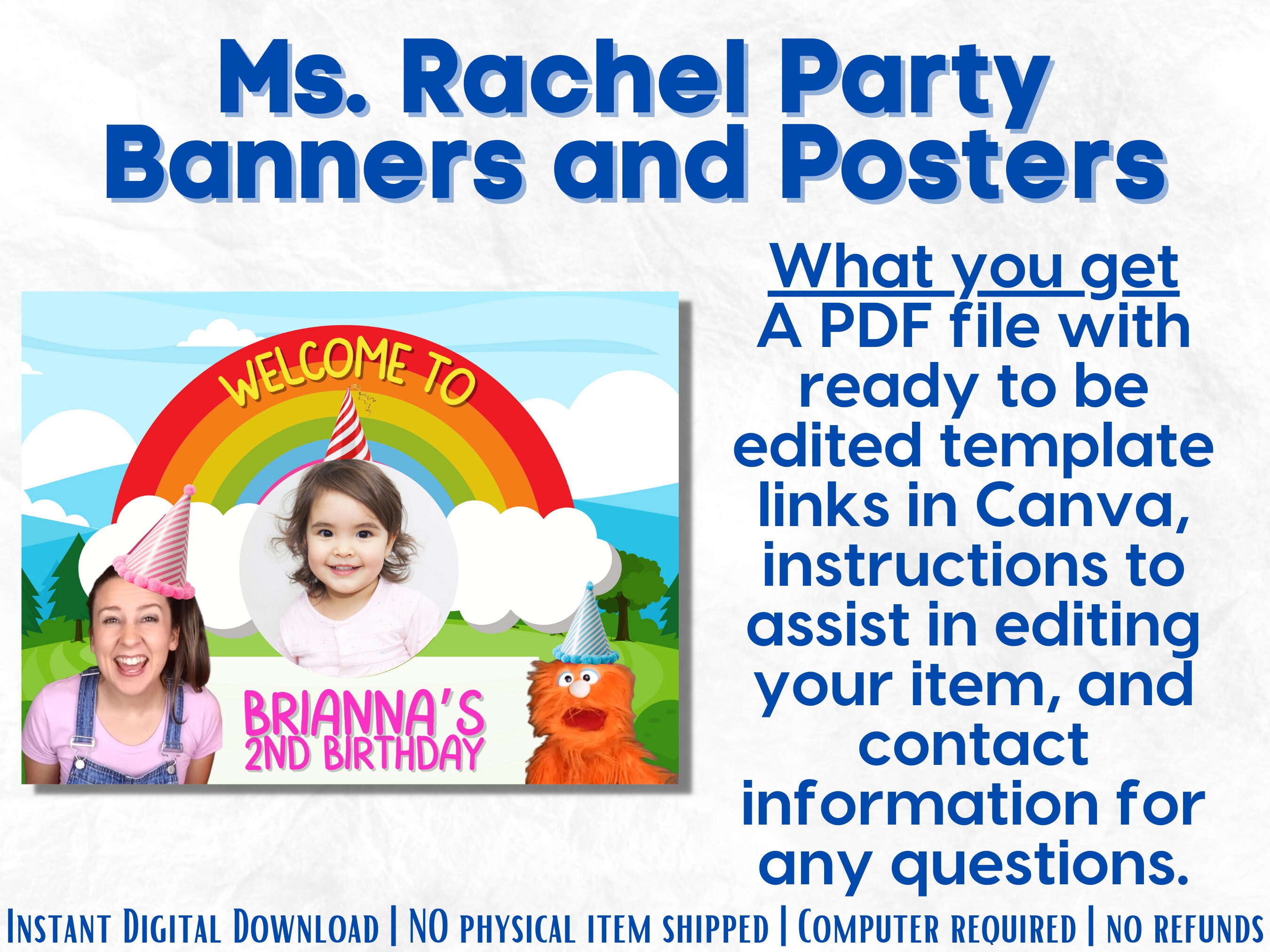 Ms. Rachel Birthday Banner & Poster: Editable Party Decor (canva ...