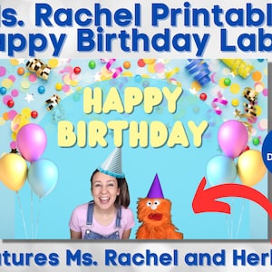 Printable Ms. Rachel Happy Birthday Label | PDF 3" X 2" in | Instant ...