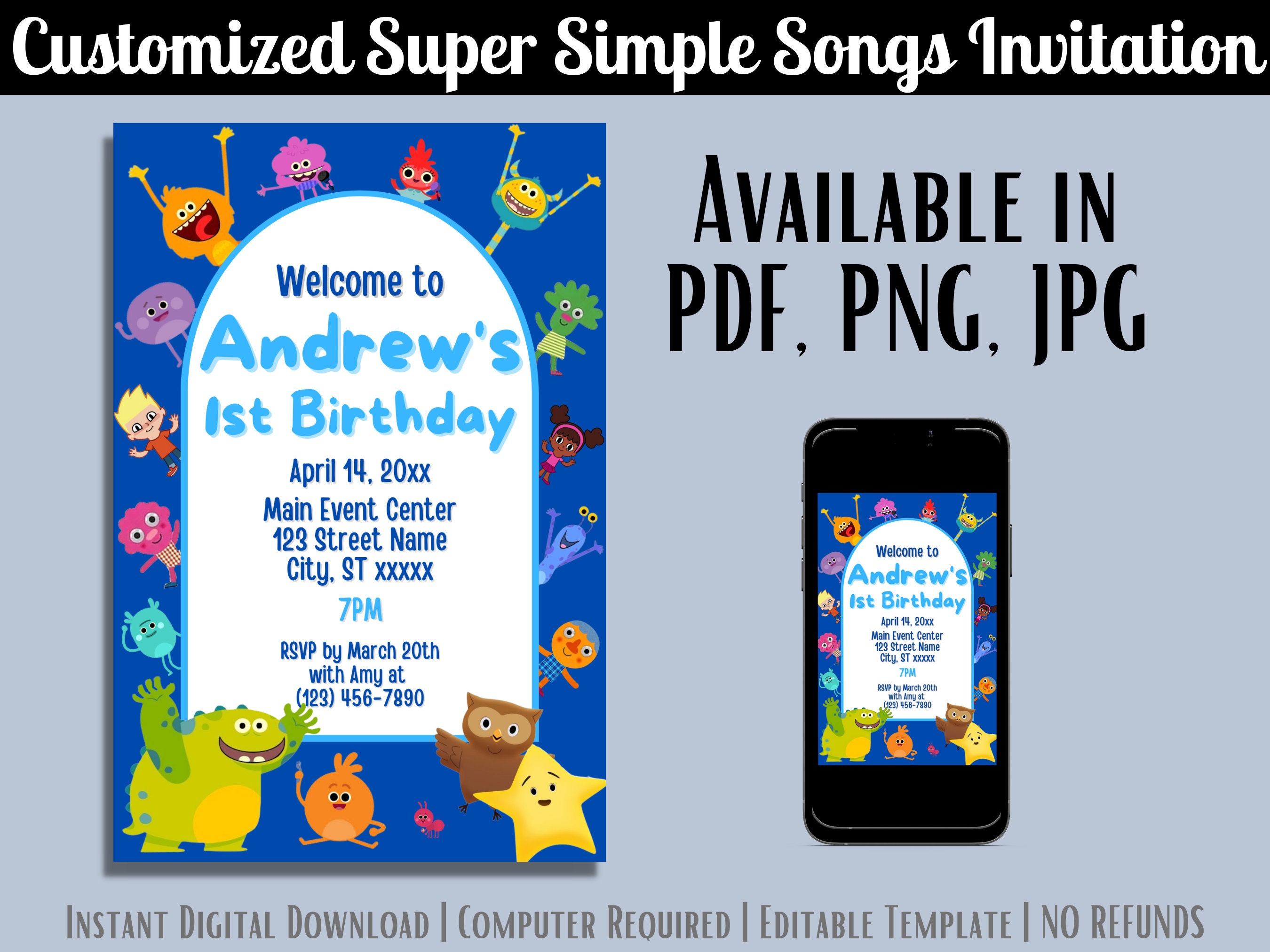 Customized Super Simple Songs Invitation Print & Digital - Etsy