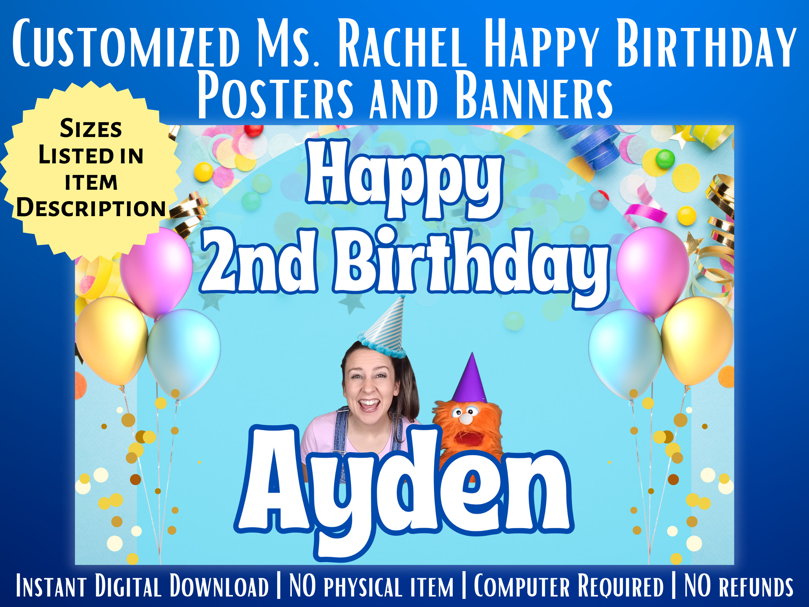 Customized Ms. Rachel Happy Birthday Banner and Posters - Etsy