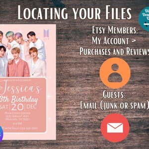 BTS Birthday Card & Freebie Set - Printable, Digital Invite | BTS Party ...