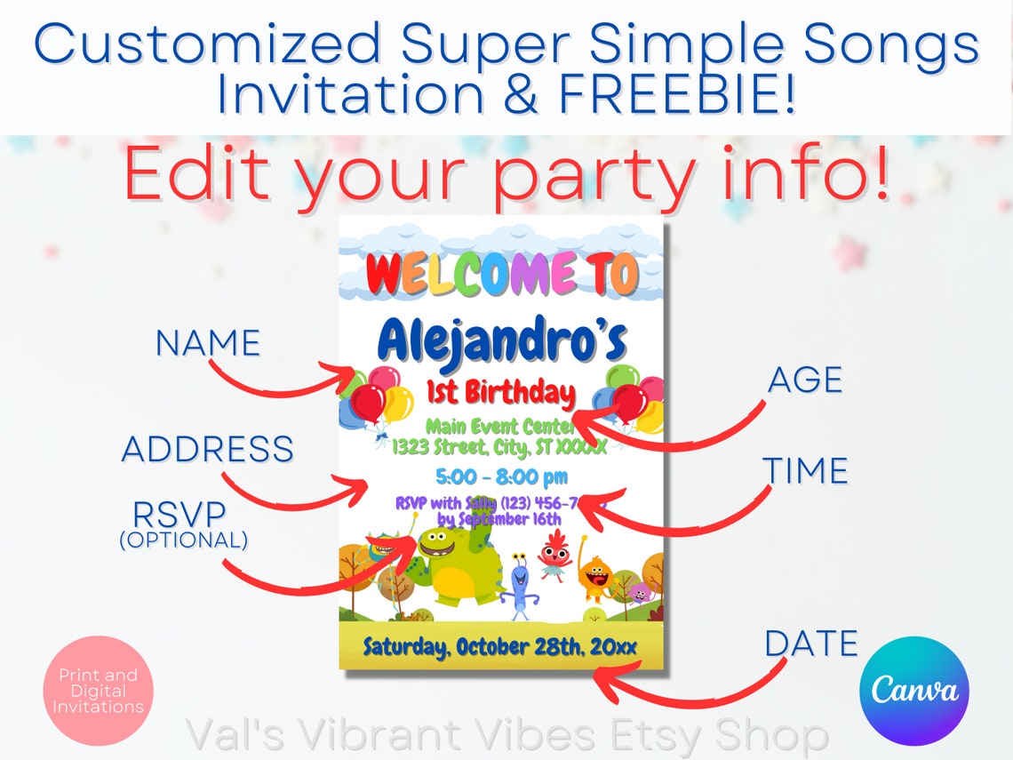 Customized Super Simple Songs Invitation Super Simple Songs - Etsy