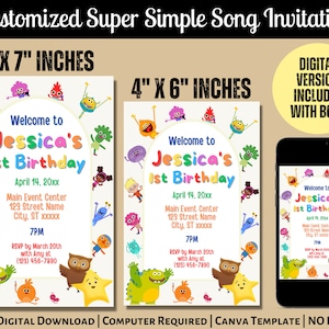 Super Simple Songs Birthday Invitation: Editable Canva Template ...