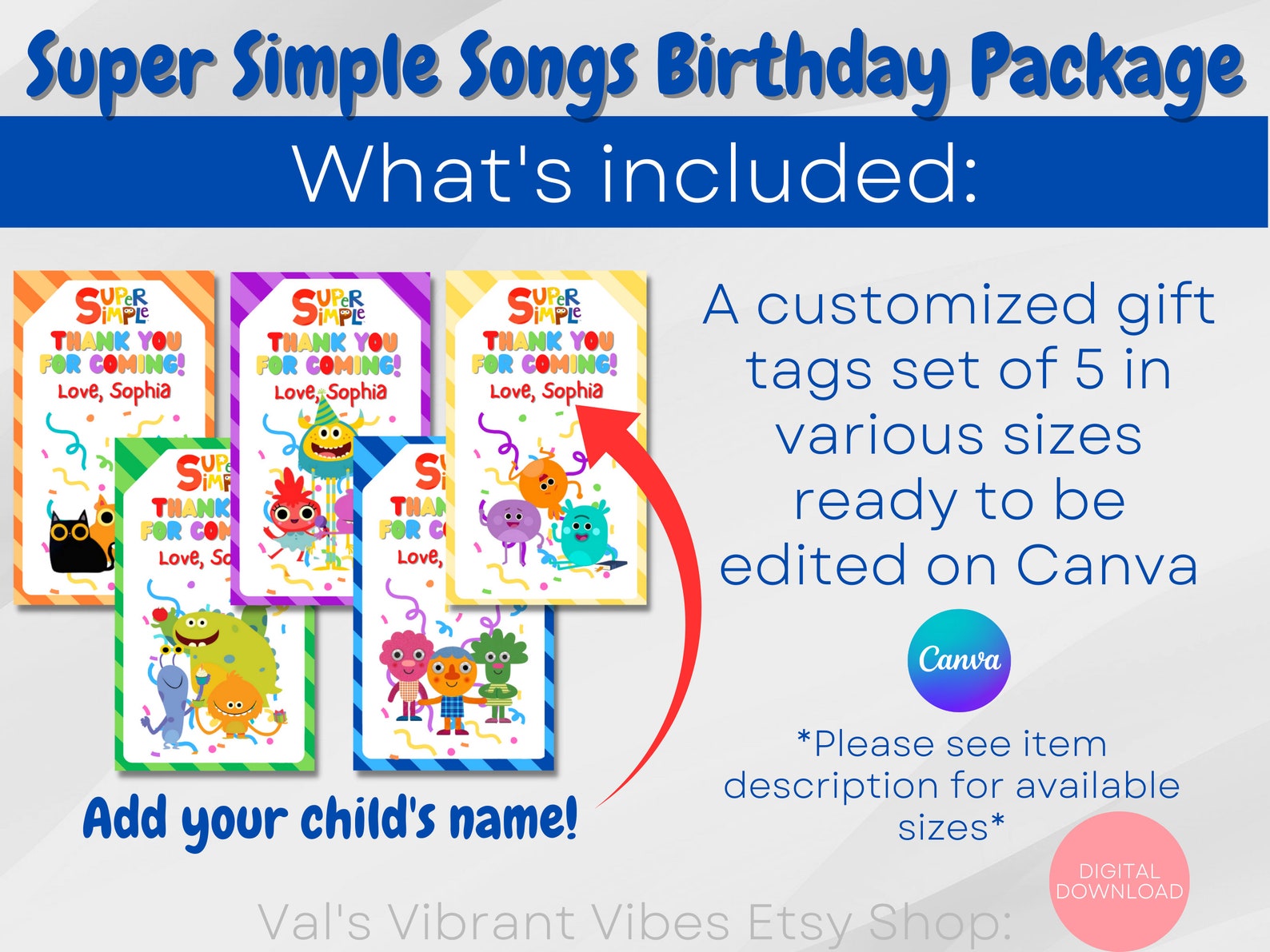 Super Simple Songs Birthday Bundle: Invitation, Poster, Tags (digital ...