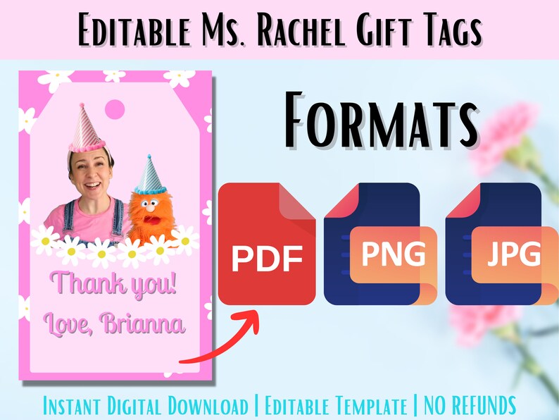 Editable Ms. Rachel Birthday Gift Tags: Canva Template (PDF, PNG, JPG ...