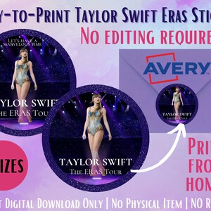 Printable Taylor Swift Stickers, Taylor Swift Party, Eras Tour Sticker ...