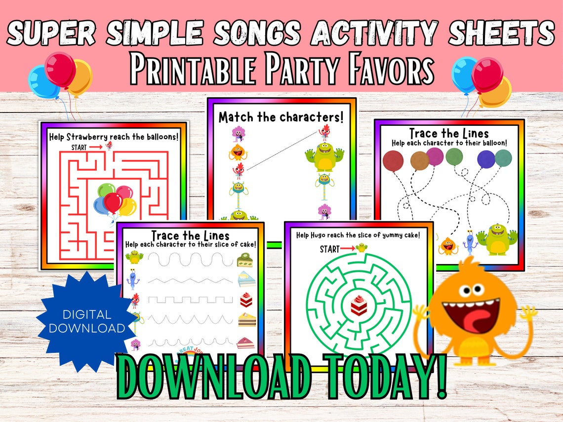 Super Simple Songs Activity Sheets Printable Party Favors - Etsy
