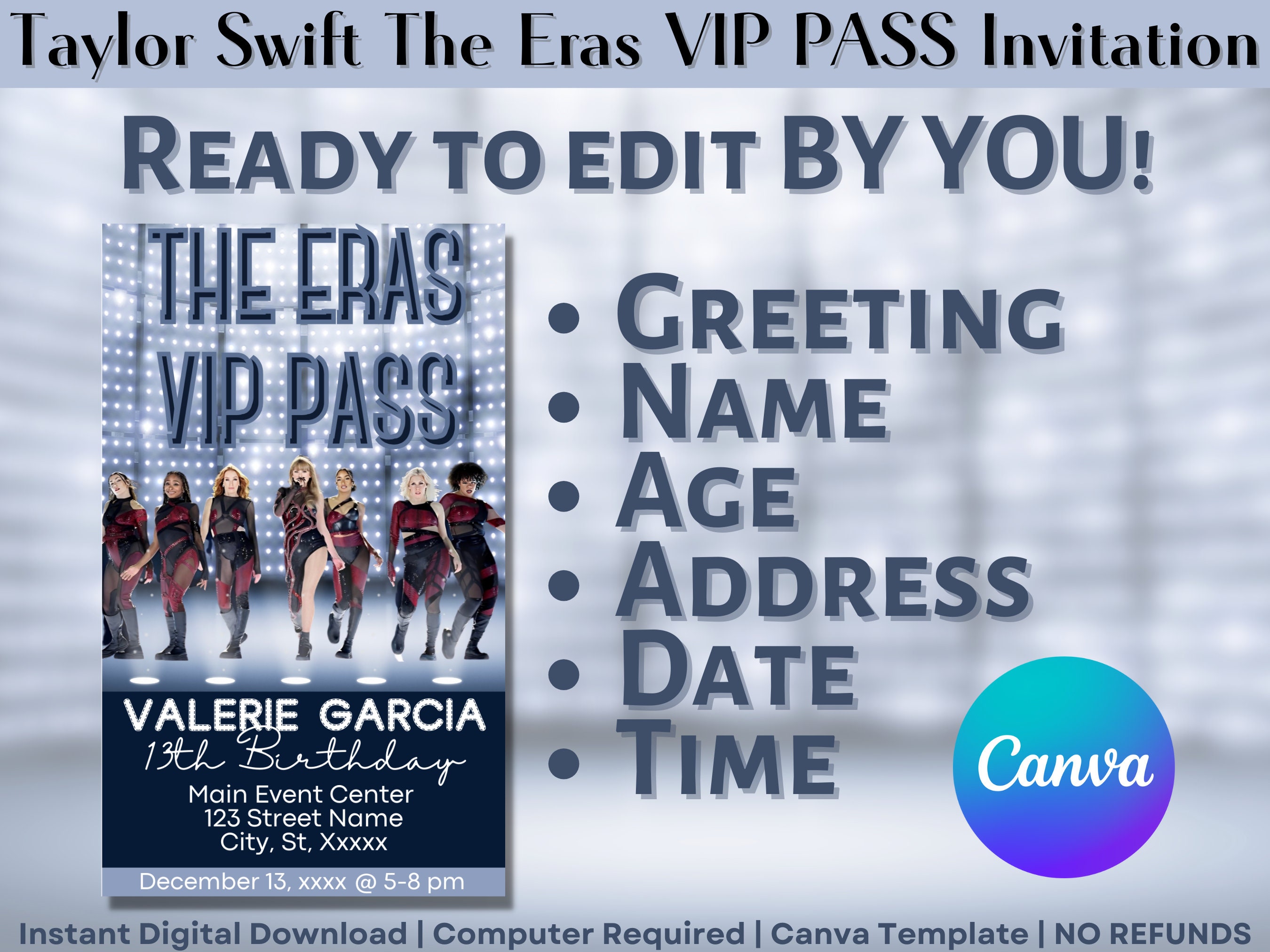 Taylor Swift THE ERAS VIP Pass Invitation 4 Sizes Instant - Etsy Australia