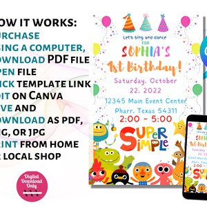 Customized Super Simple Songs Invitation | Print and Digital Invites ...