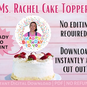 Ms. Rachel Cake Topper | Instant Download | 7 Sizes | Songs for Littles ...