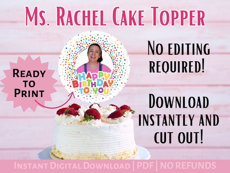Ms. Rachel Cake Topper Instant Download 7 Sizes Songs - Etsy