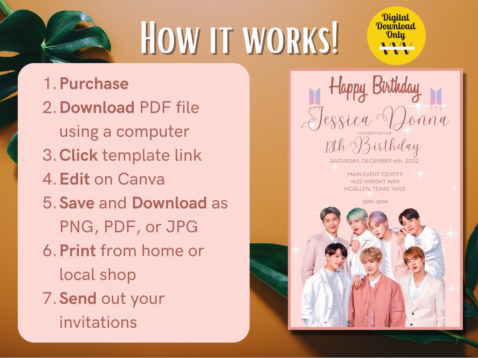 Custom BTS Birthday Invitation: Kpop Party Template (digital Download ...
