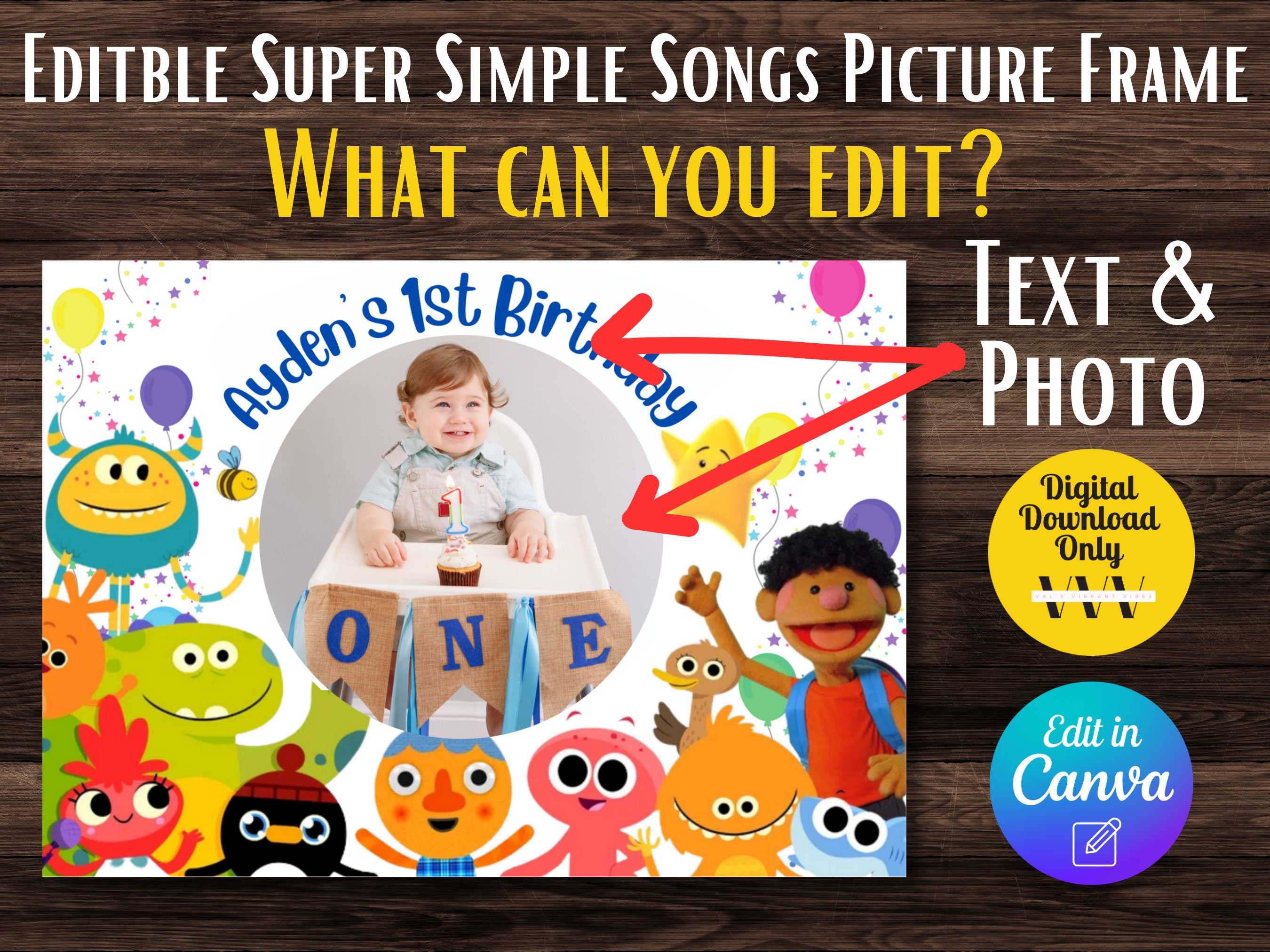Super Simple Songs Picture Frame: Editable Birthday Party Favor ...