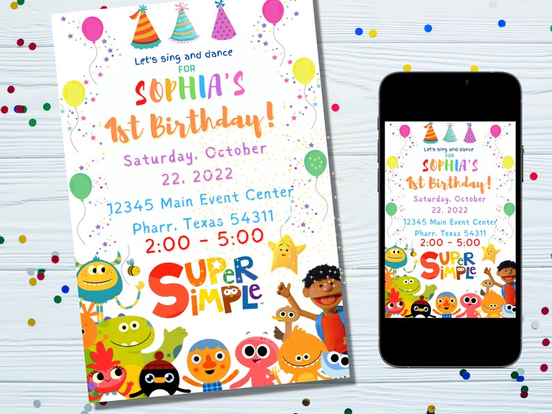 Customized Super Simple Songs Invitation Print and Digital - Etsy