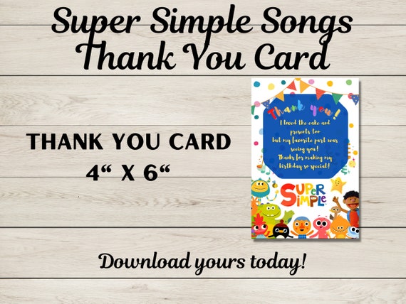 Super Simple Songs Thank You Card Printable Instant Download - Etsy