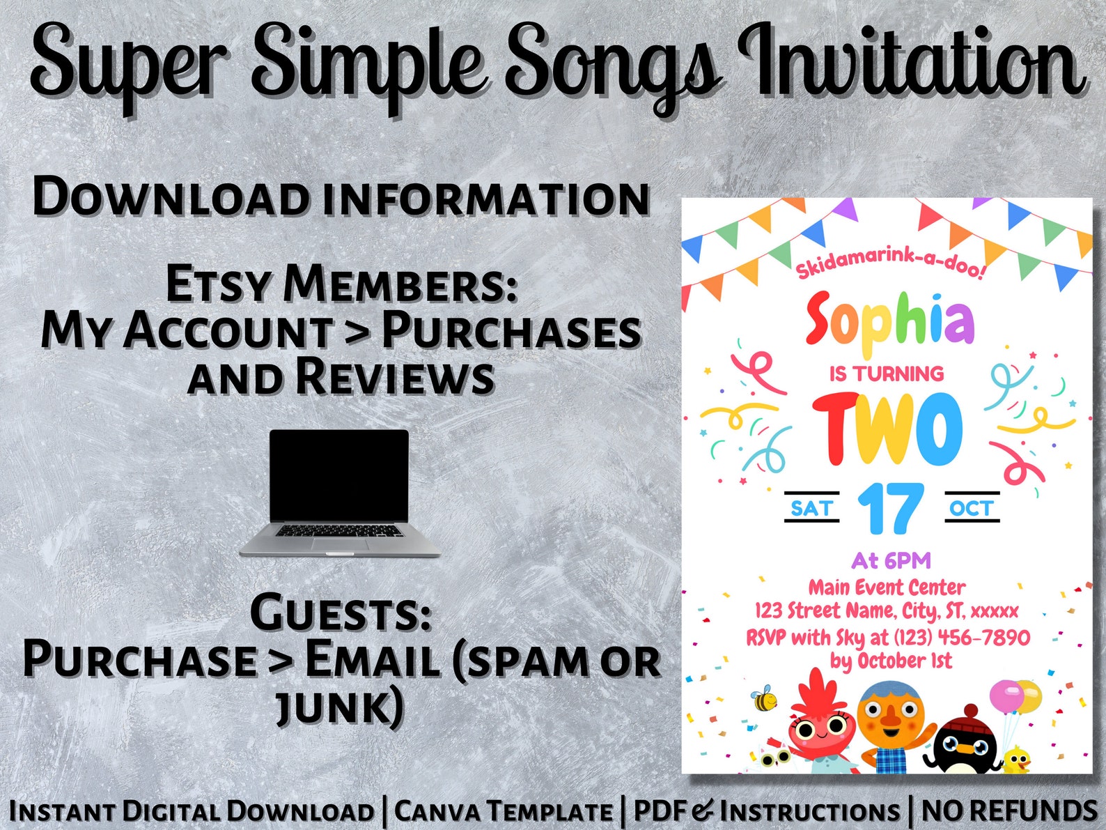 Customized Super Simple Songs Invitation FREEBIE Print and - Etsy