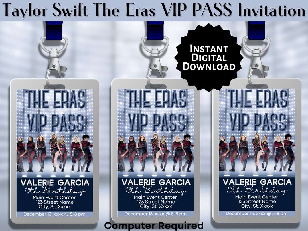 Taylor Swift THE ERAS VIP Pass Invitation 4 Sizes Instant Digital ...