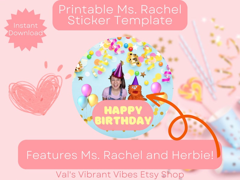 Printable Ms. Rachel Sticker Template Ready-to-print PDF - Etsy UK