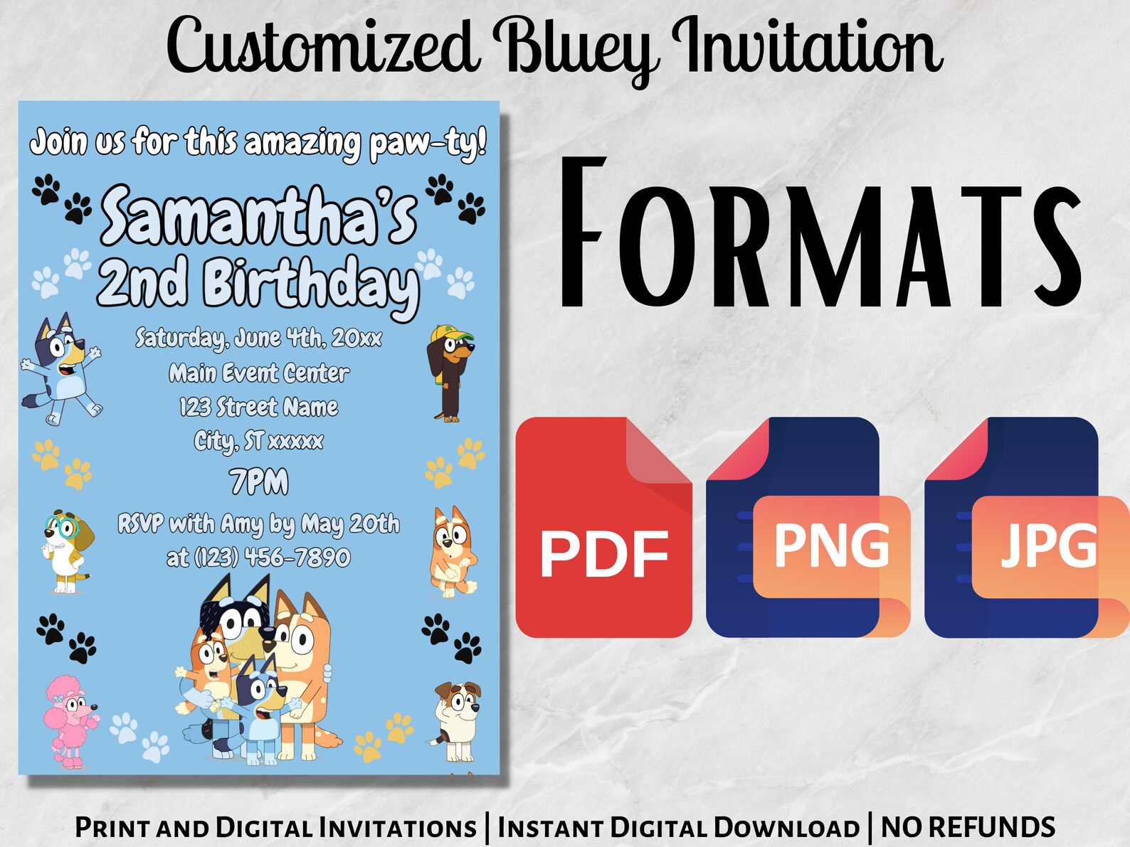 Customized Bluey Invitation Bluey Birthday Party Editable - Etsy