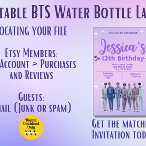 Editable BTS Birthday Water Bottle Label (digital Download) - Etsy