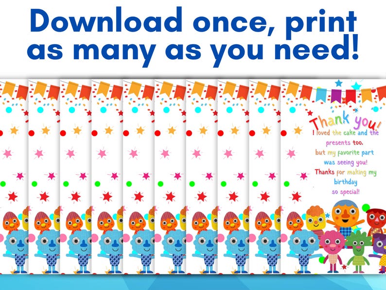 Noodle and Pals Thank You Card: Kids Birthday Party (canva Template ...