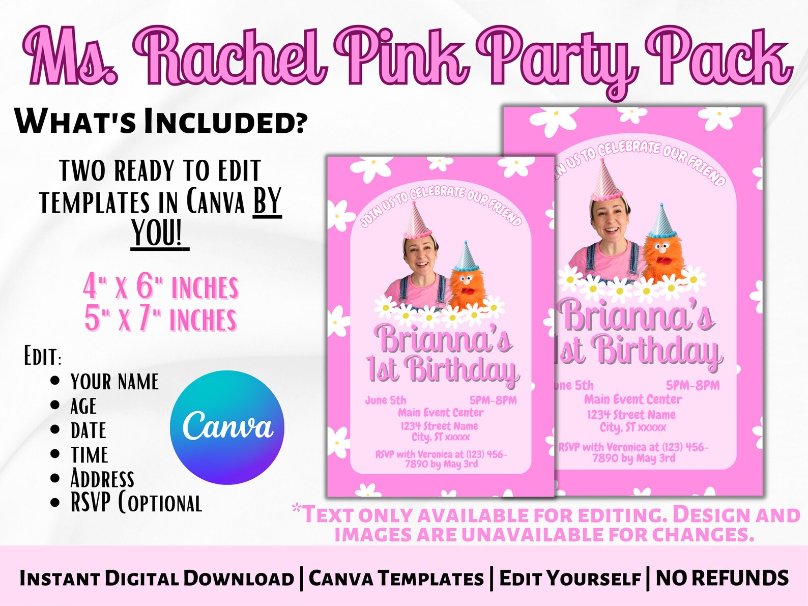 Ms. Rachel Pink Party Pack Instant Digital Download - Etsy