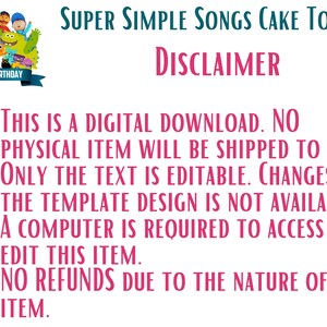 Super Simple Songs Cake Topper, Customizable Cake Topper, Instant ...