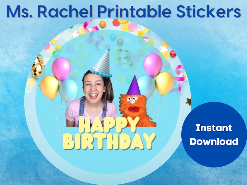 Ms. Rachel Happy Birthday Printable Stickers PDF Ready to - Etsy