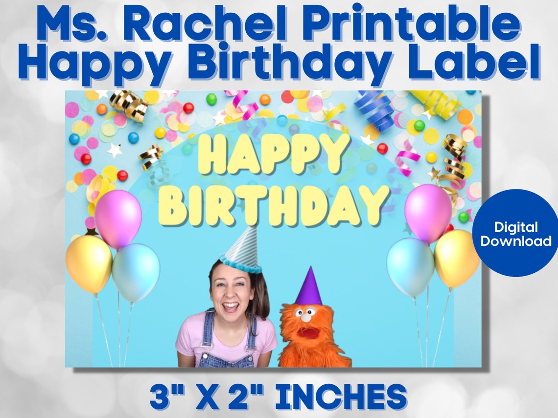 Printable Ms. Rachel Happy Birthday Label PDF 3 X - Etsy Australia