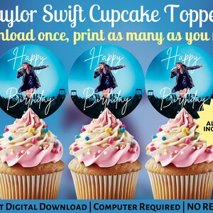 Printable Taylor Swift Cupcake Toppers | Taylor Swift Birthday Party ...