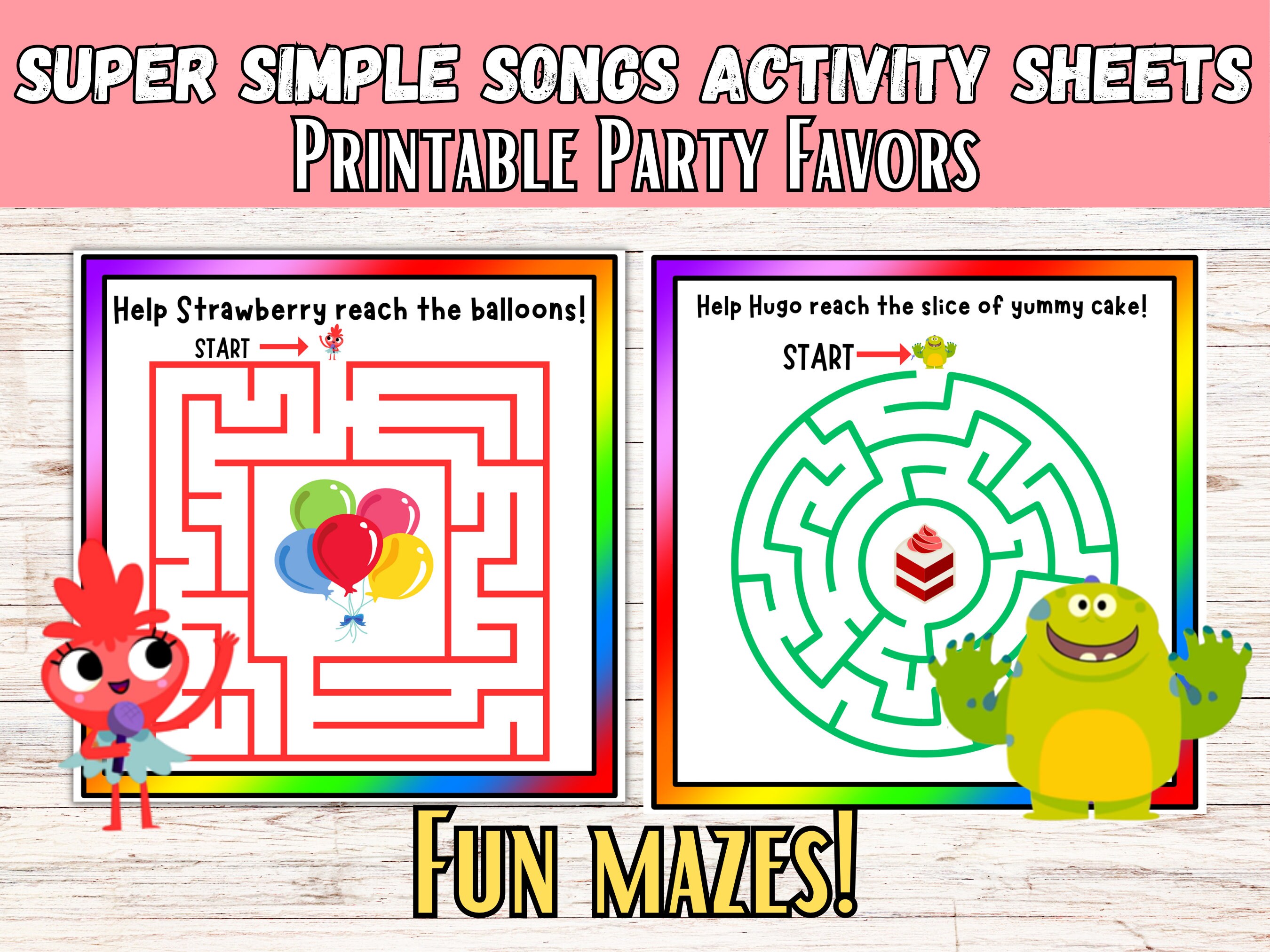 Super Simple Songs Activity Sheets: Mazes, Tracing (PDF) - Etsy