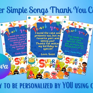 Super Simple Songs Thank You Card: Editable Template (digital Download ...