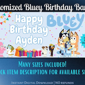 Customized Bluey Birthday Banner and Posters Bluey Birthday Decorations ...