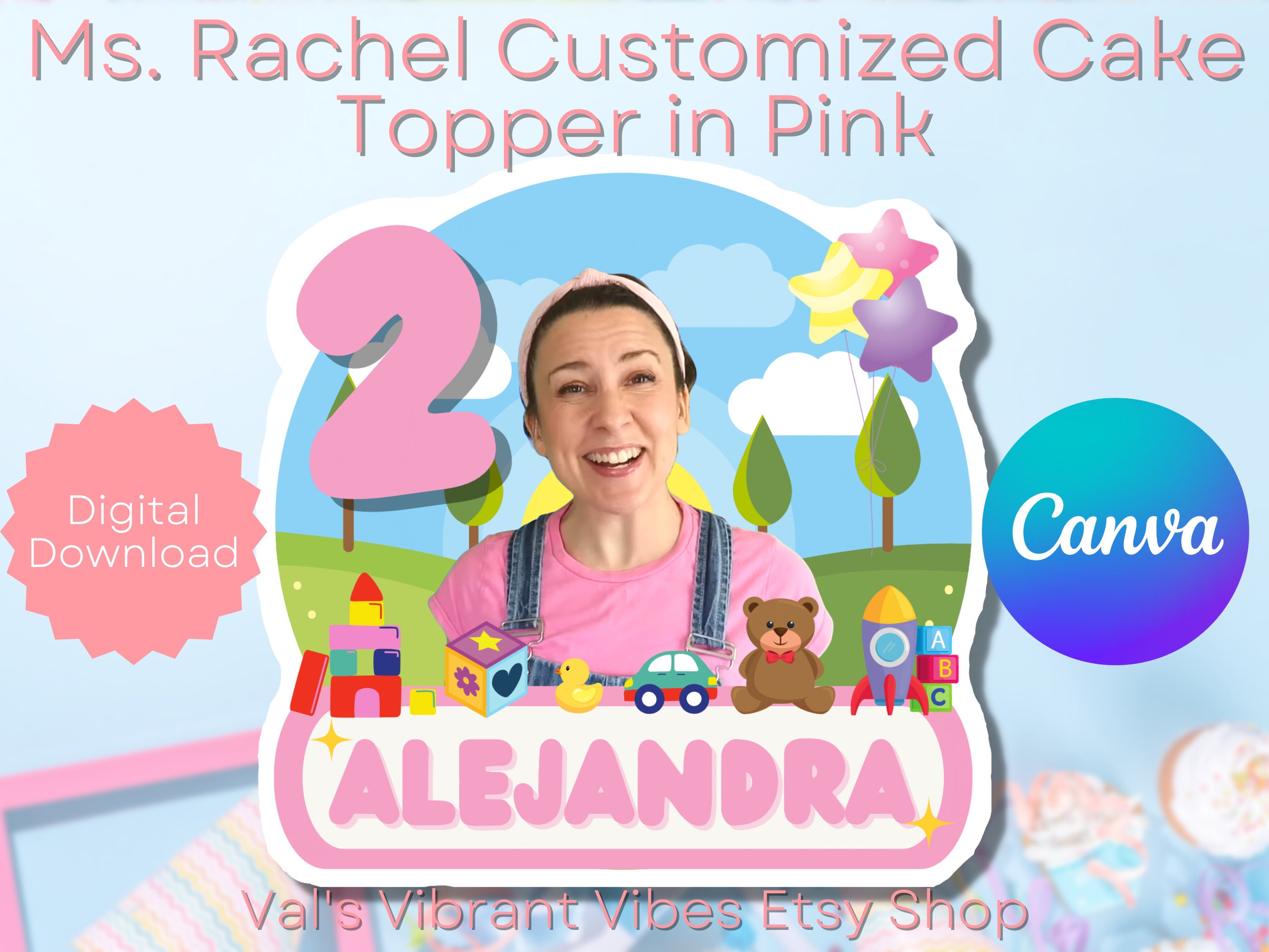Customized Ms. Rachel Cake Topper in Pink Ms. Rachel - Etsy Canada