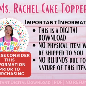 Ms. Rachel Cake Topper | Instant Download | 7 Sizes | Songs for Littles ...
