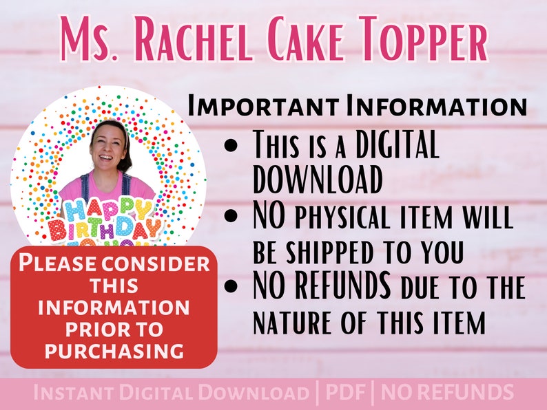 Ms. Rachel Cake Topper Instant Download 7 Sizes Songs - Etsy