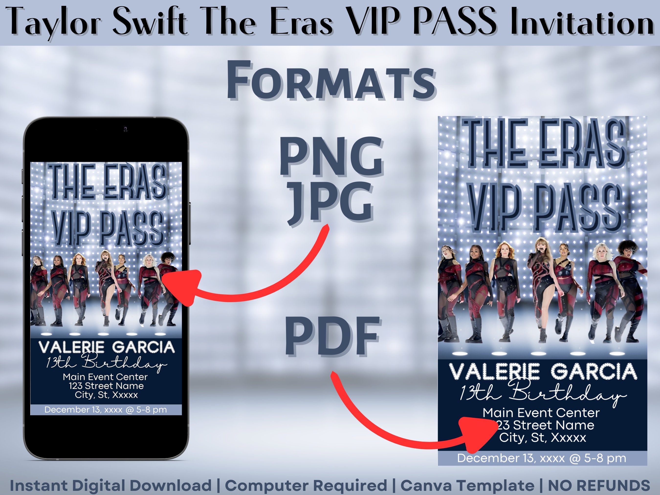Taylor Swift THE ERAS VIP Pass Invitation 4 Sizes Instant - Etsy Australia