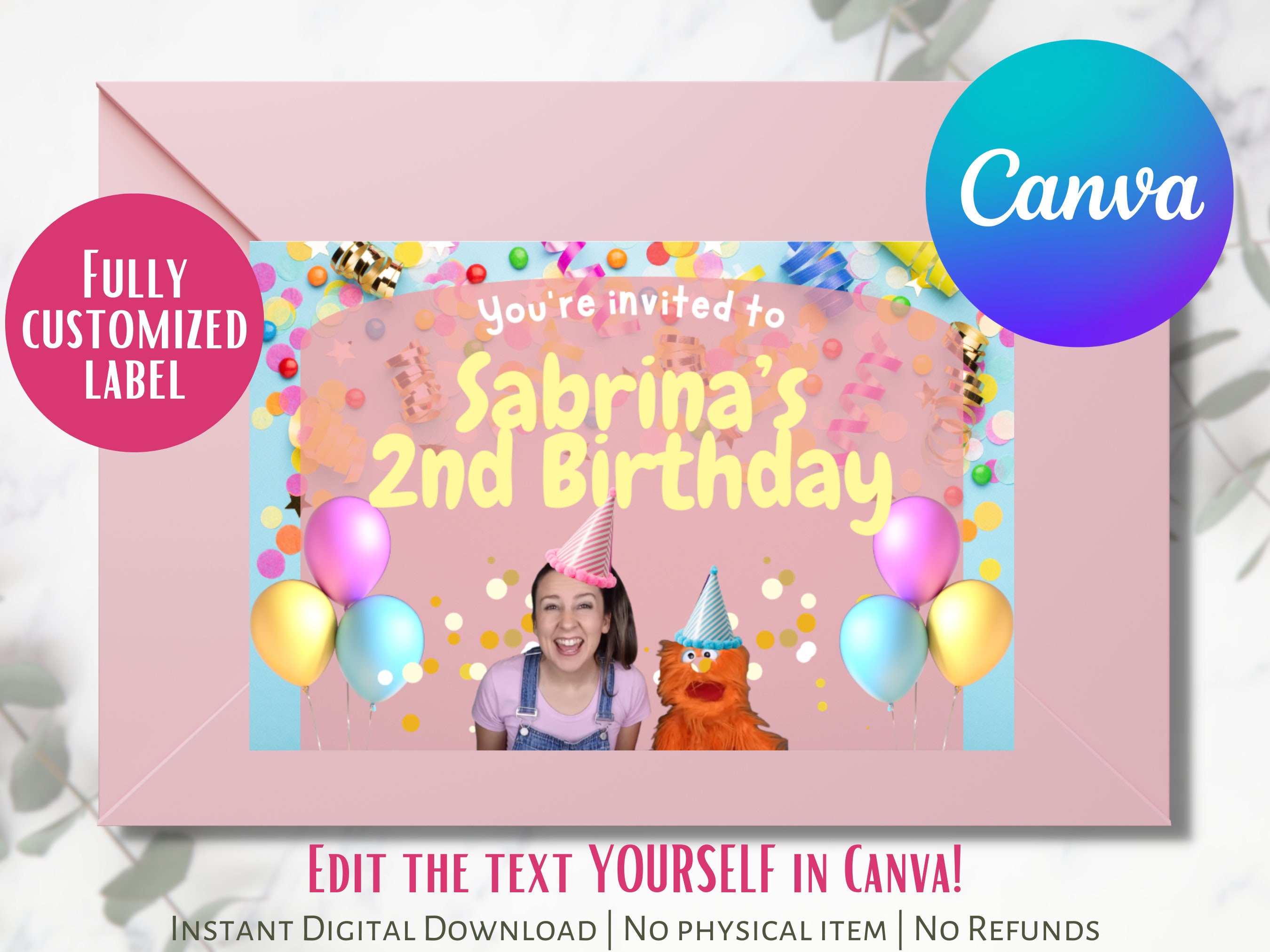 Custom Ms. Rachel Birthday Label: Printable Party Favor (canva Template ...