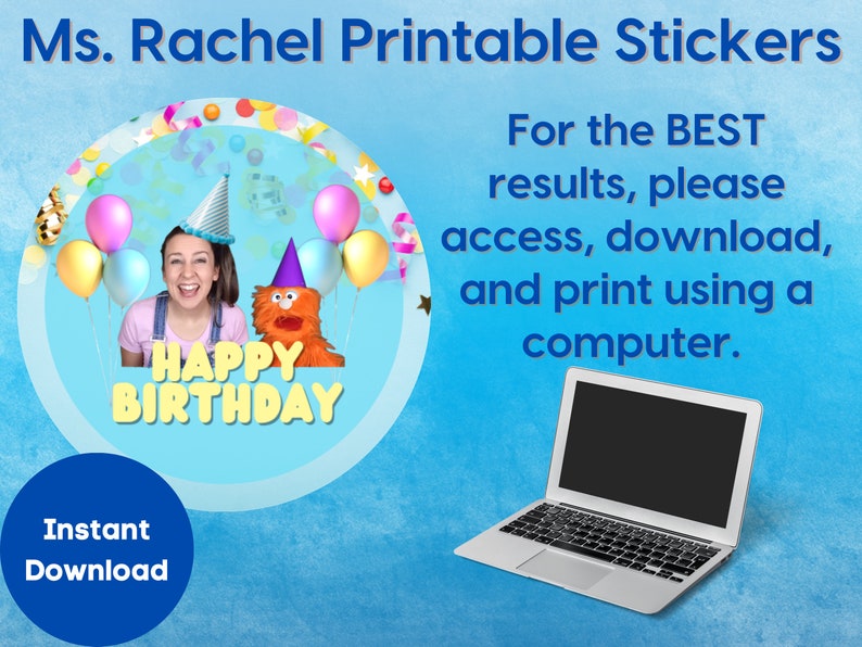 Ms. Rachel Happy Birthday Printable Stickers PDF Ready to - Etsy UK