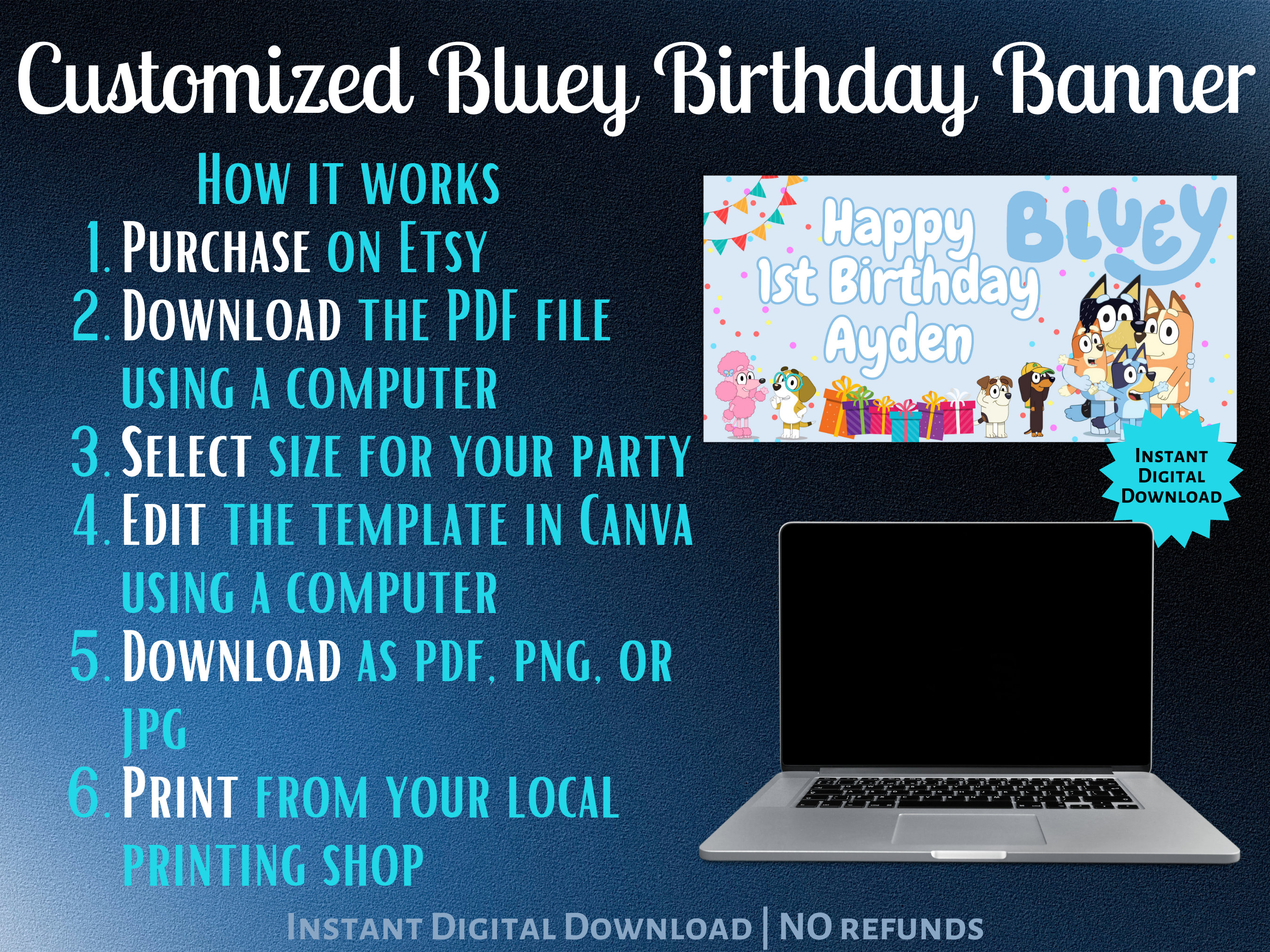 Customized Bluey Birthday Banner and Posters Bluey Birthday - Etsy UK