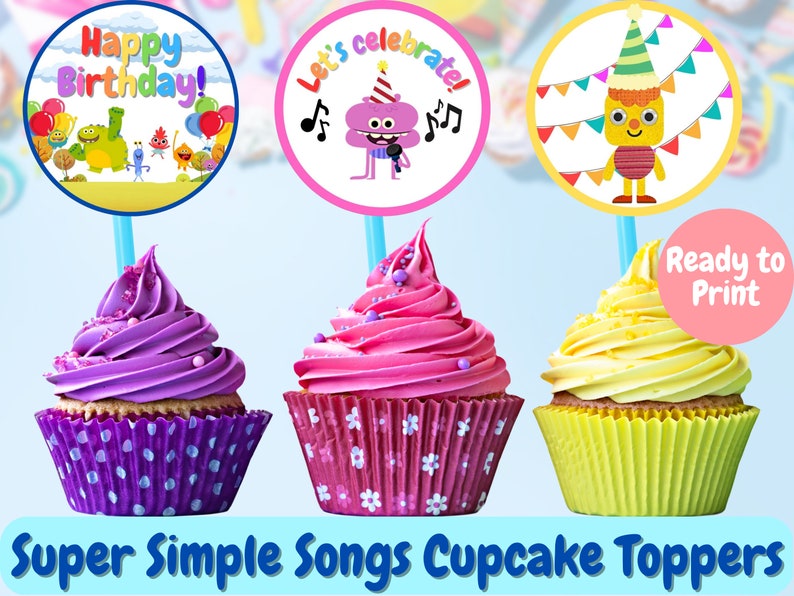 Super Simple Songs Birthday Cupcake Toppers 15-piece Set - Etsy