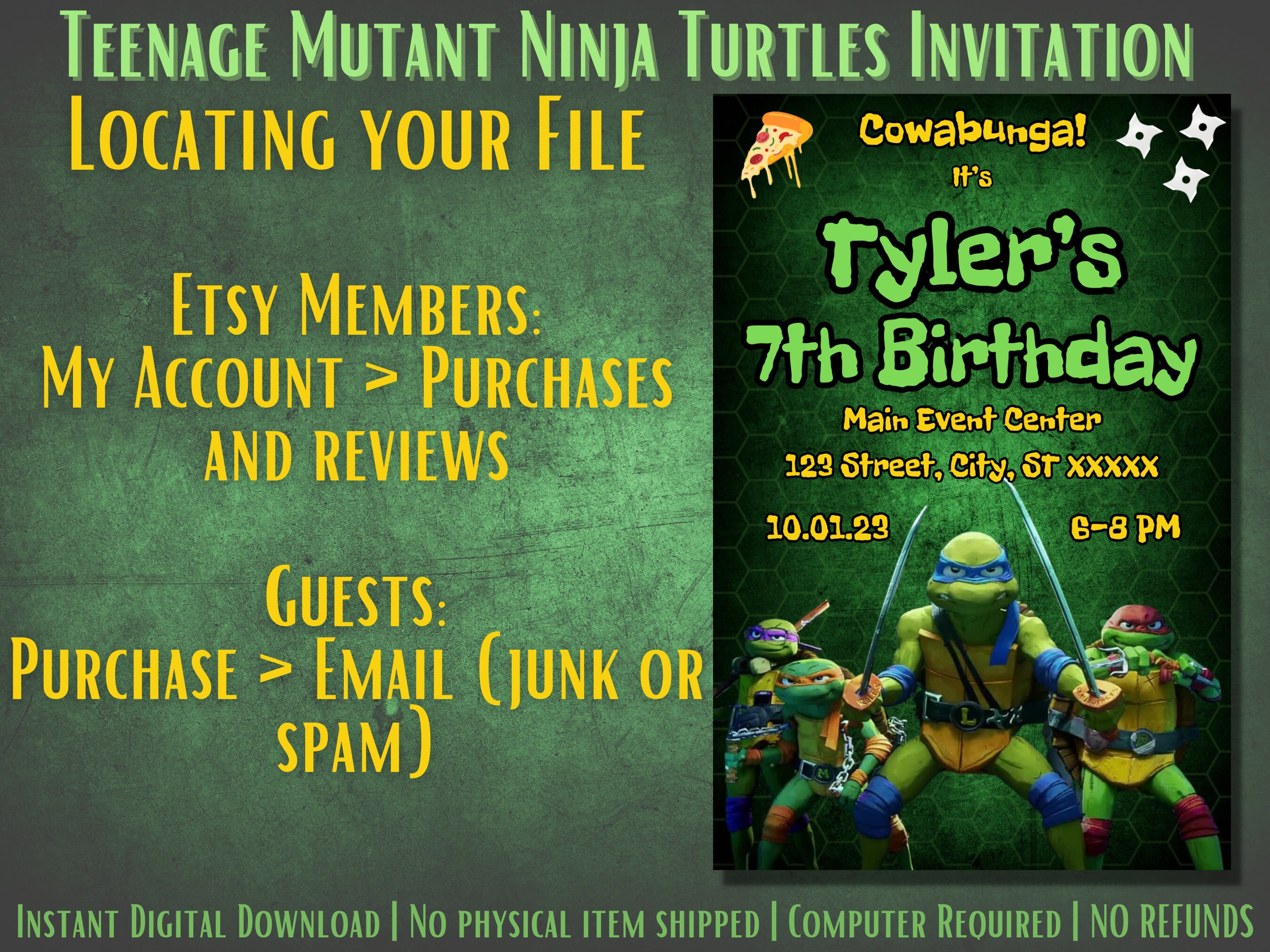 Teenage Mutant Ninja Turtles Invitations Etsy