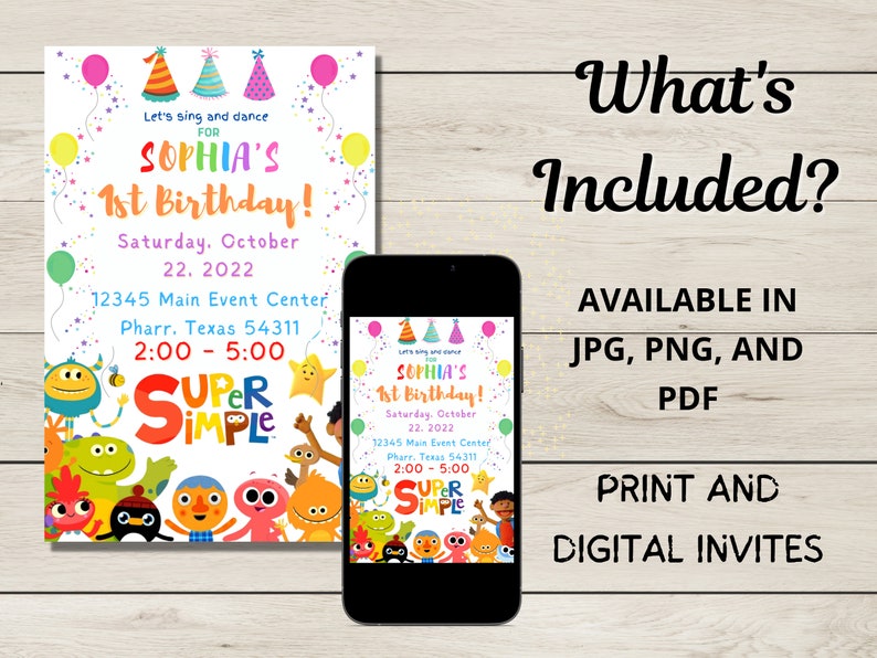 Customized Super Simple Songs Invitation Print and Digital - Etsy