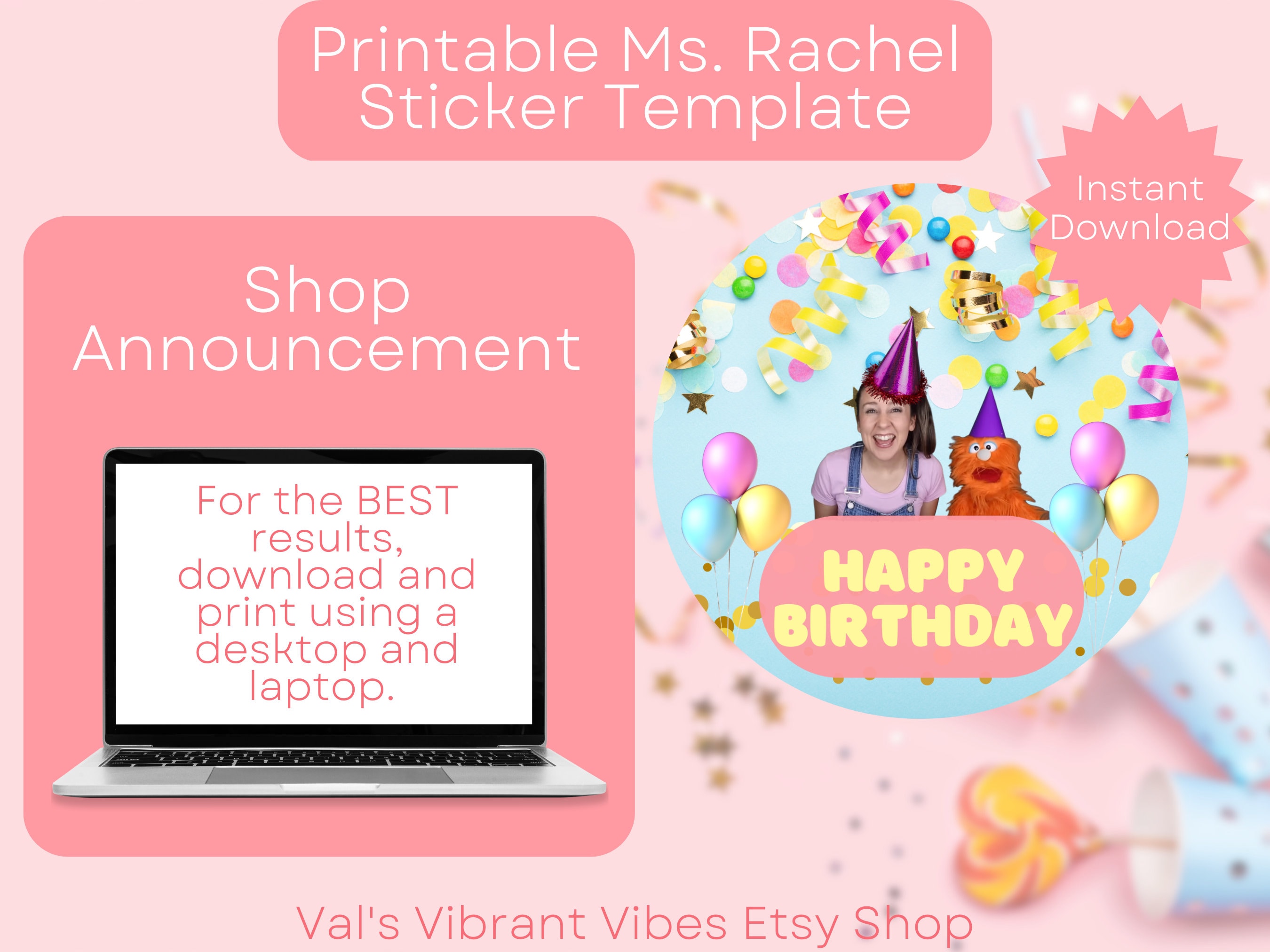 Printable Ms. Rachel Sticker Template Ready-to-print PDF - Etsy UK