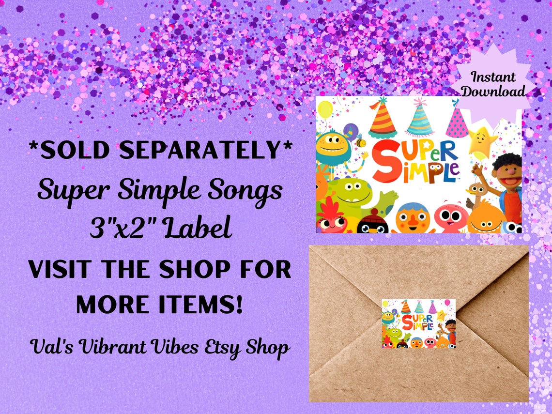 Super Simple Songs Thank You Card: Printable Birthday Party (PNG, PDF ...
