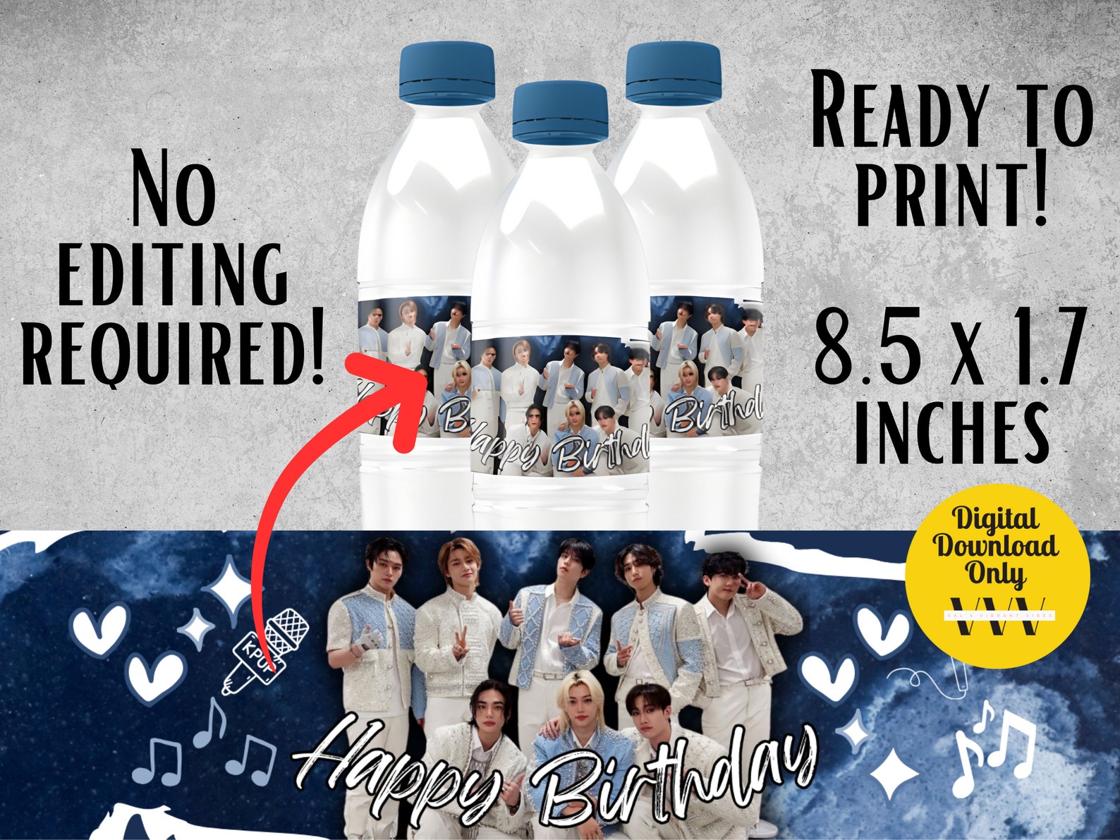 Stray Kids Birthday Water Bottle Labels: KPOP Party (digital Download ...