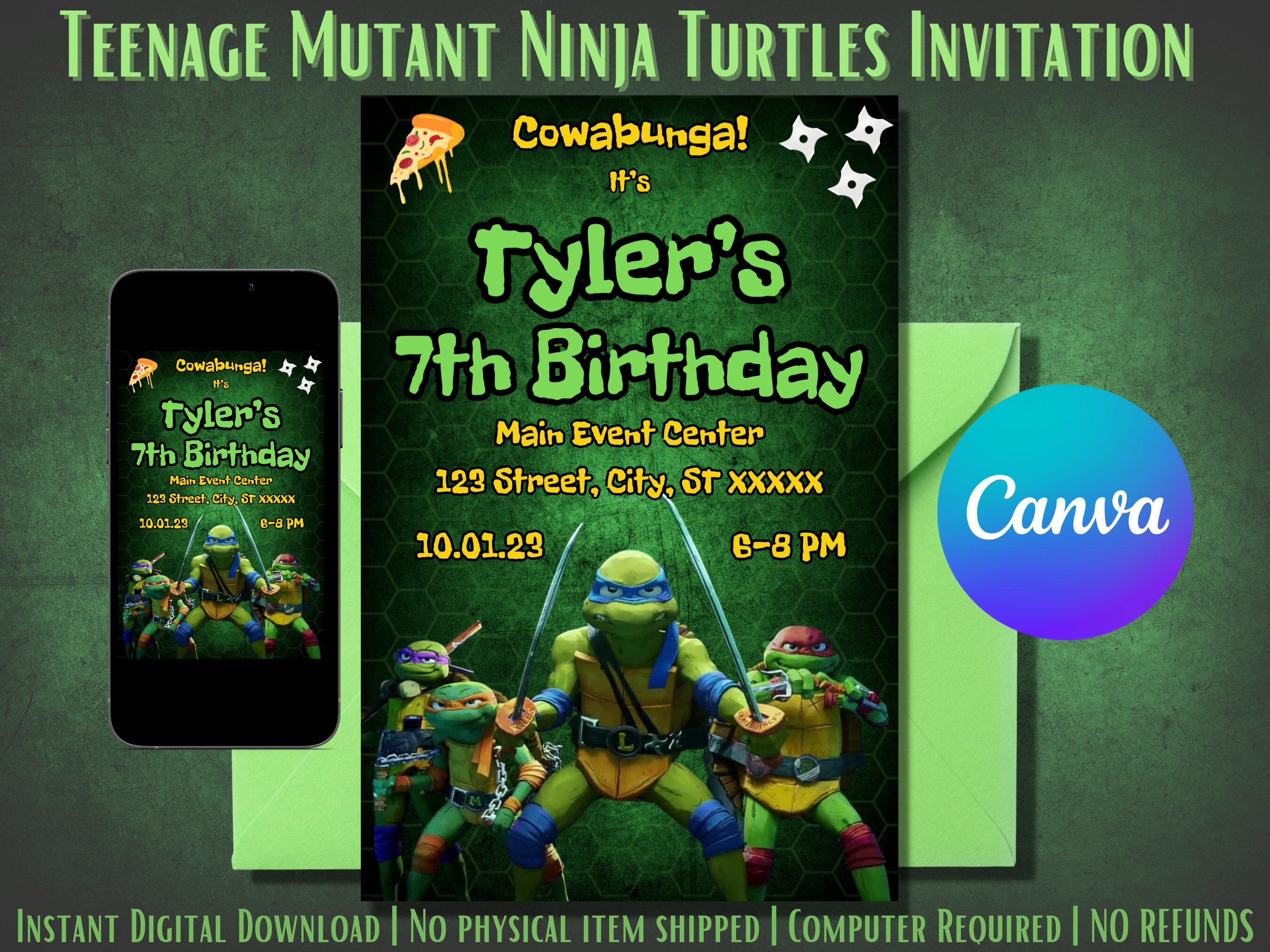 Teenage Mutant Ninja Turtles Invitations Etsy