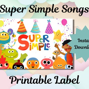 Super Simple Songs Party Label: Printable Birthday Decoration (PDF, PNG ...