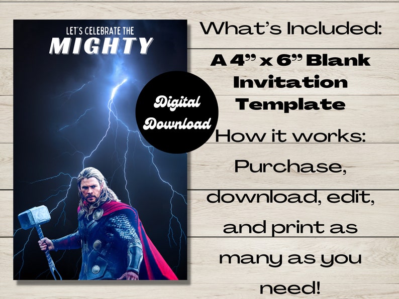 Thor Invitation Template Blank Template Download and Print - Etsy